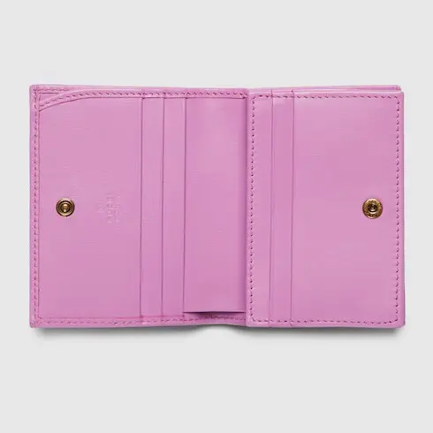 Gucci Gg Bifold Card Case Gg Canvas - Lilac And Yellow Canvas